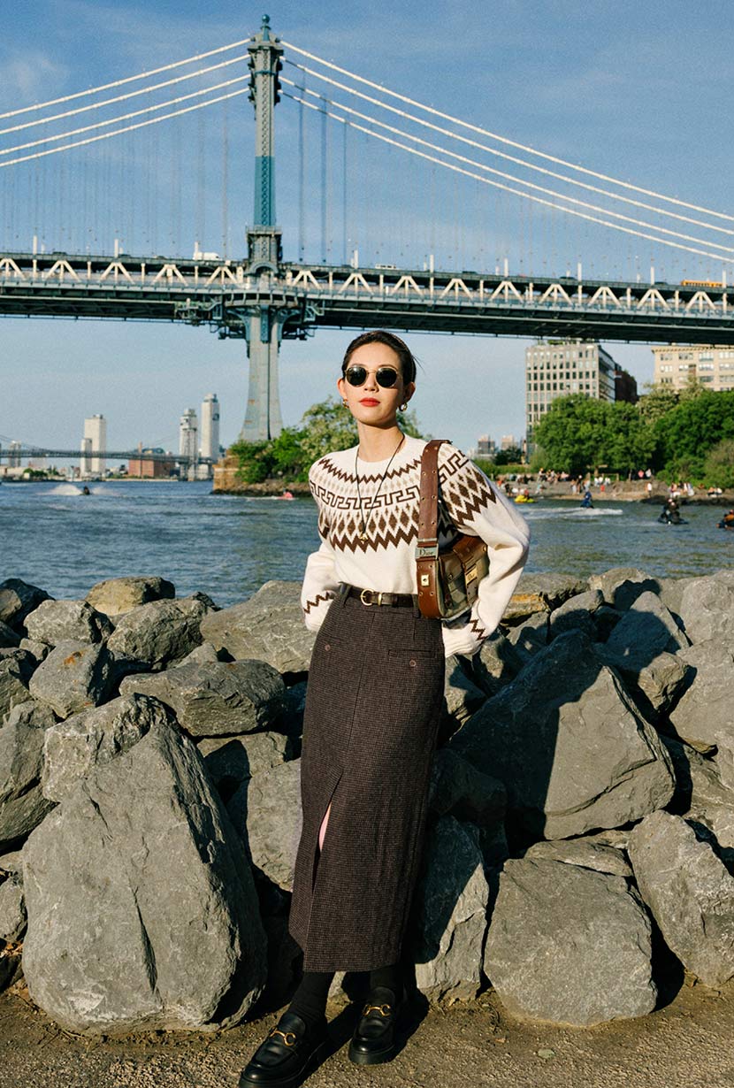 Petite Studio's Debbie Wool Pencil Skirt in Checkered - Petite Clothing ...