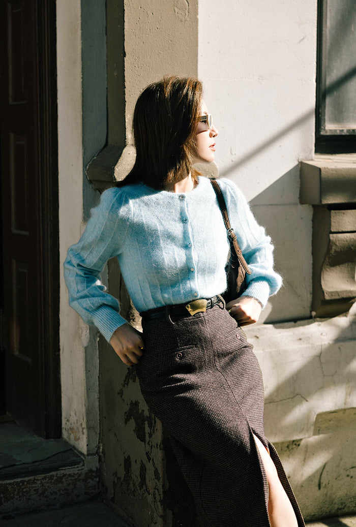 Petite Studio's Debbie Wool Pencil Skirt in Checkered - Petite Clothing ...