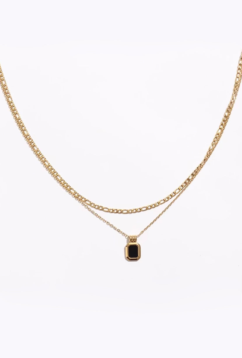 Petite Studio's Onyx Double Layered Gold Chain Necklace - Petite ...
