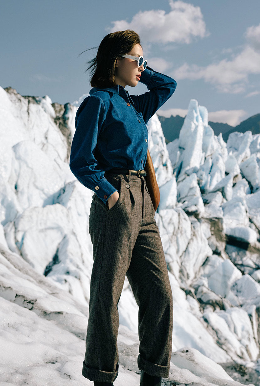 Petite Studio's Vincent Blouse in Denim Blue - Petite Clothing for Women