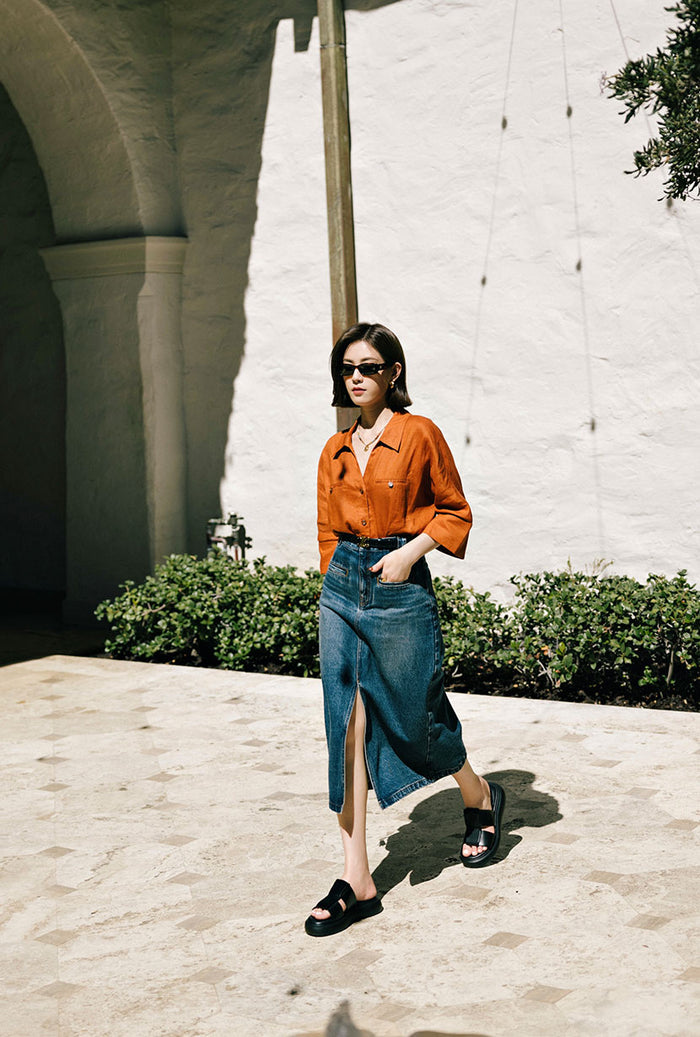Petite Studio's Antoine Blouse in Ginger - Petite Clothing for Women