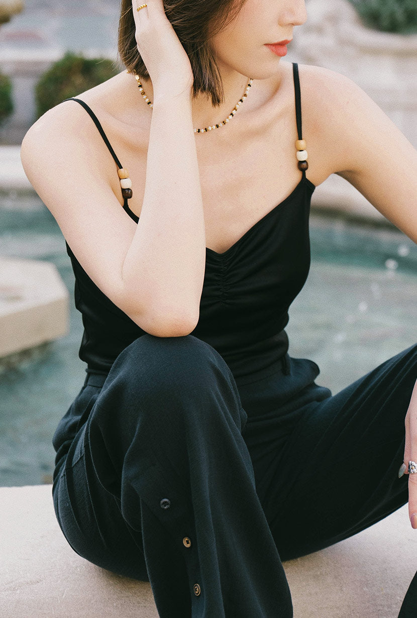 Petite Studio's Chavy Beaded Cami in Black - Petite Clothing for Women