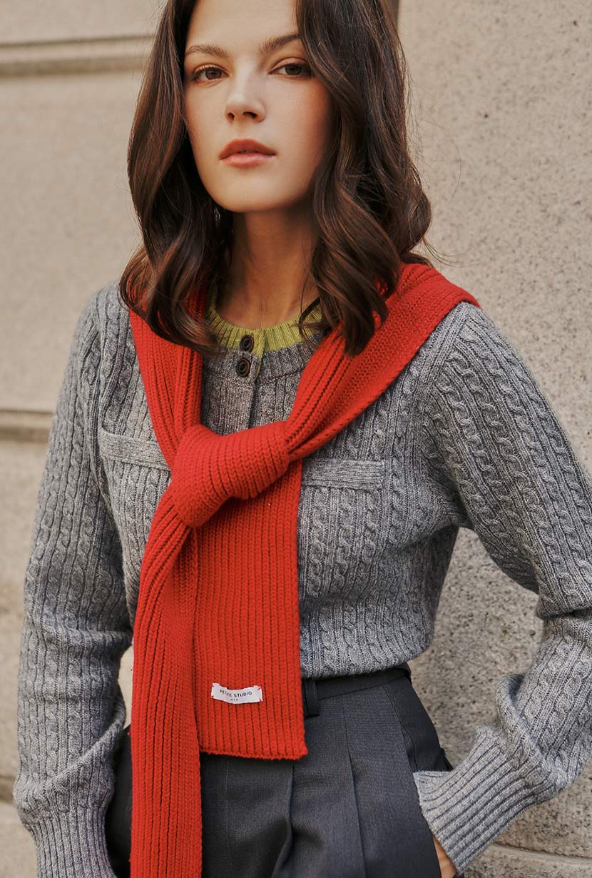 Petite Studio's Carmina Wool Cardigan in Grey - Petite Clothing for Women