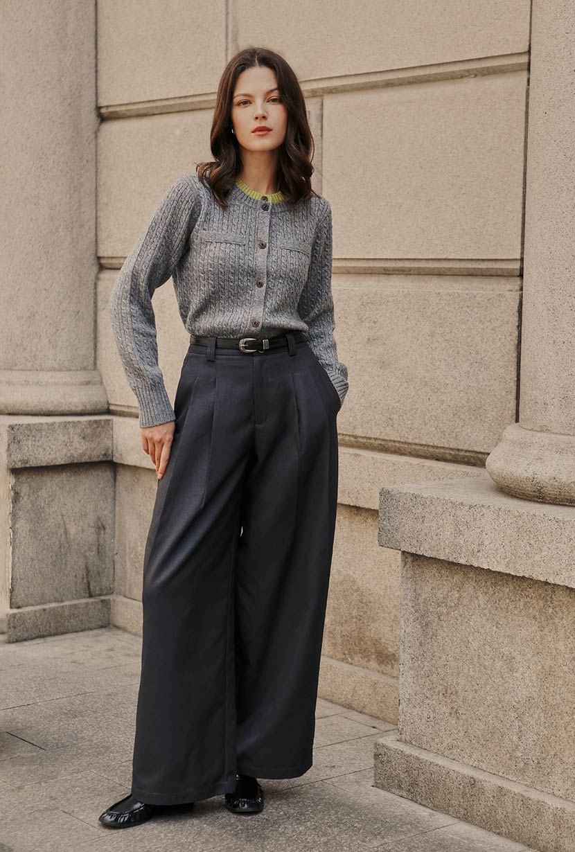 Petite Studio's Carmina Wool Cardigan in Grey - Petite Clothing for Women