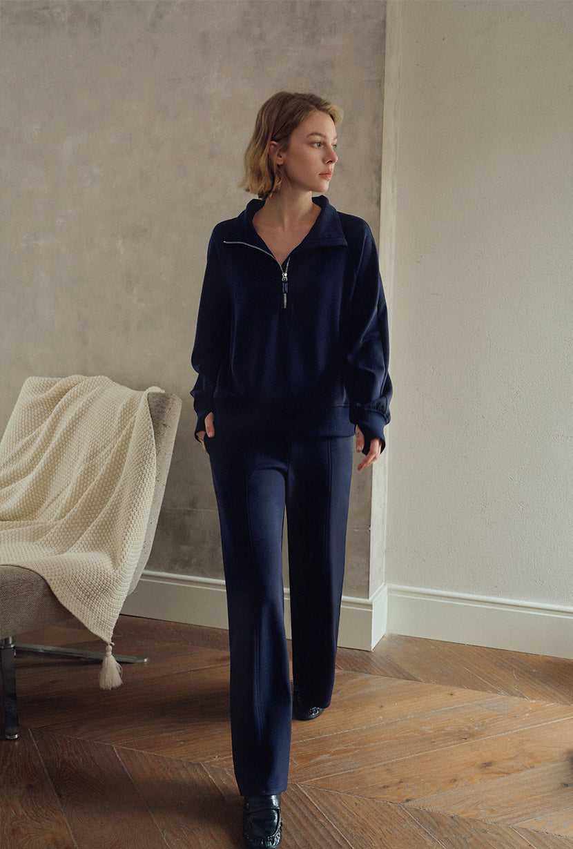 Petite Studio's Chase Cotton Straight Leg Pants in Navy - Petite ...