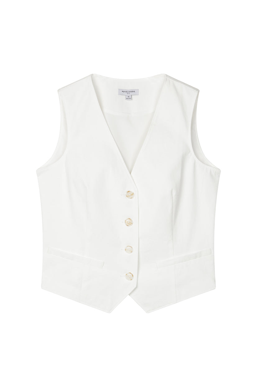 Petite Studio's Bridgett Vest in Ivory -Petite Clothing for Women